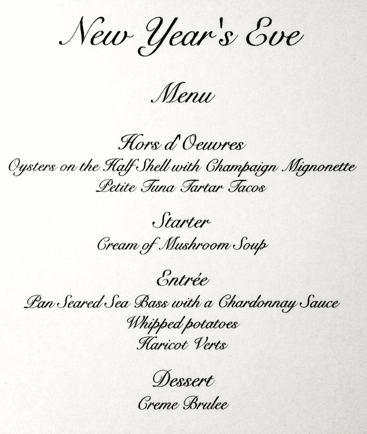 A Beautiful Table and Menu for New Year's Eve - Farmhouse 1820
