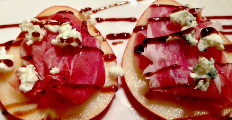 Pear, Prosciutto and Blue Cheese Canape - Farmhouse 1820