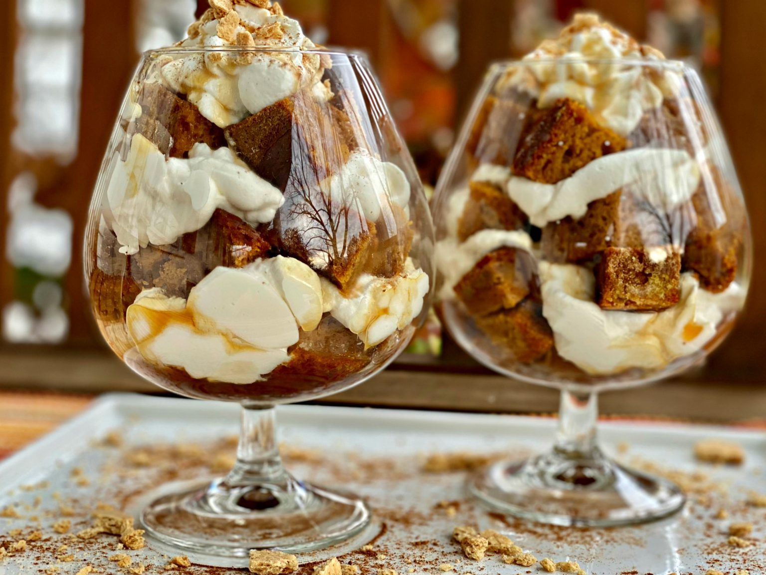 Pumpkin Bread Trifle With Bourbon Whipped Cream - Farmhouse 1820